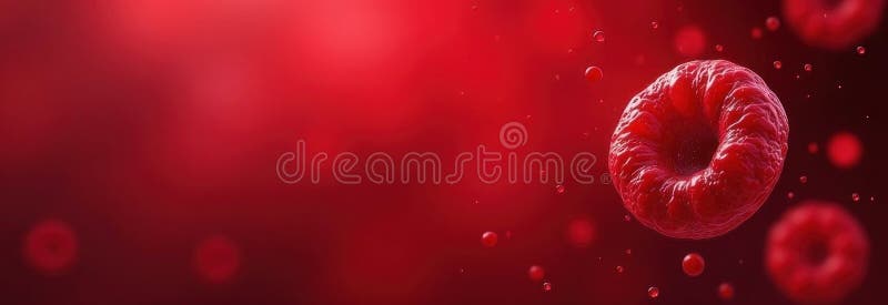 Raspberry Cells Floating in Red Liquid Representing Blood Cells or ...