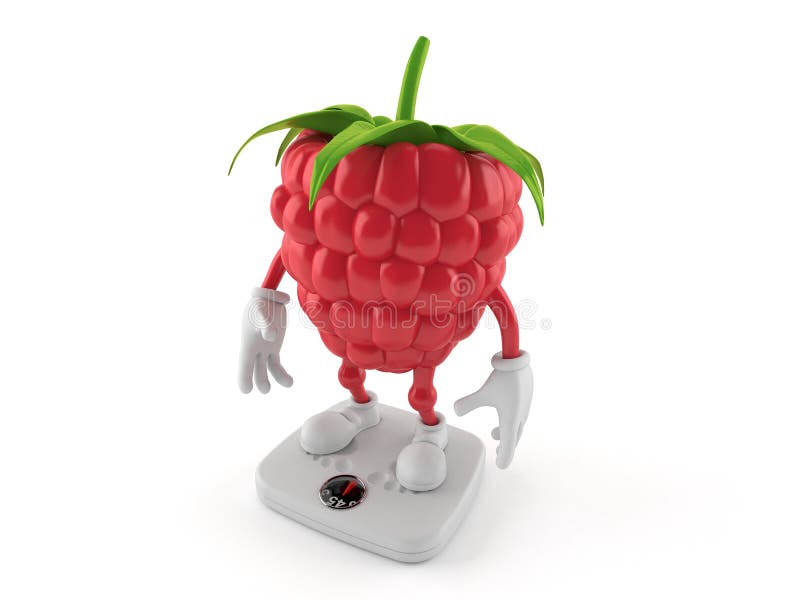 Raspberry Character Standing on Weight Scale Stock Illustration ...
