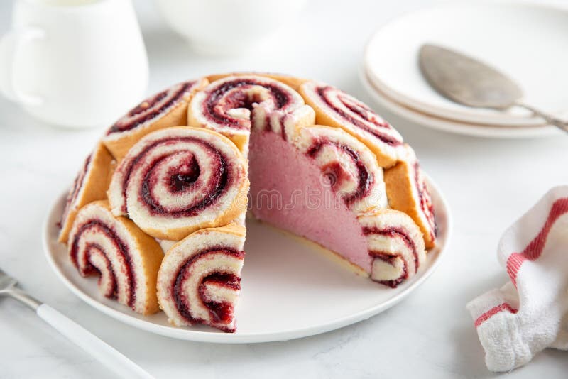 Raspberry Charlotte Royale Cake Stock Image - Image of decoration ...