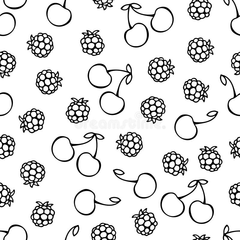 Raspberry, cherry pattern stock vector. Illustration of background ...