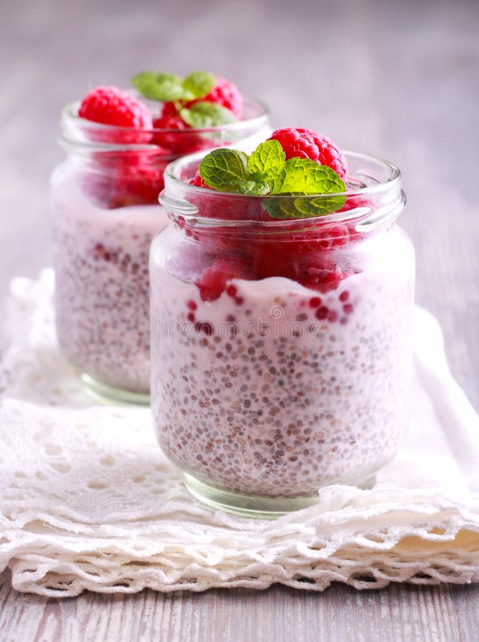 Raspberry and Chia Seed Pudding Stock Image - Image of chia, homemade ...