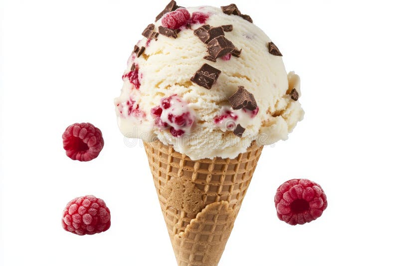Raspberry and Chocolate Flavored Ice Cream Cones Stock Illustration ...