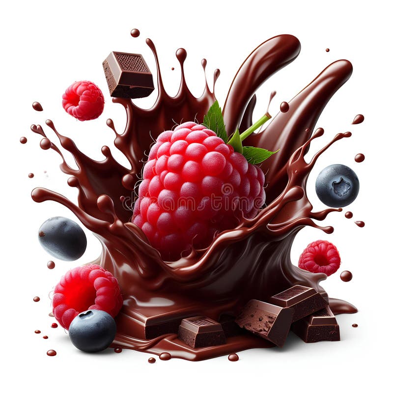 Chocolate Splash in the Center Isolated on White Background Stock ...