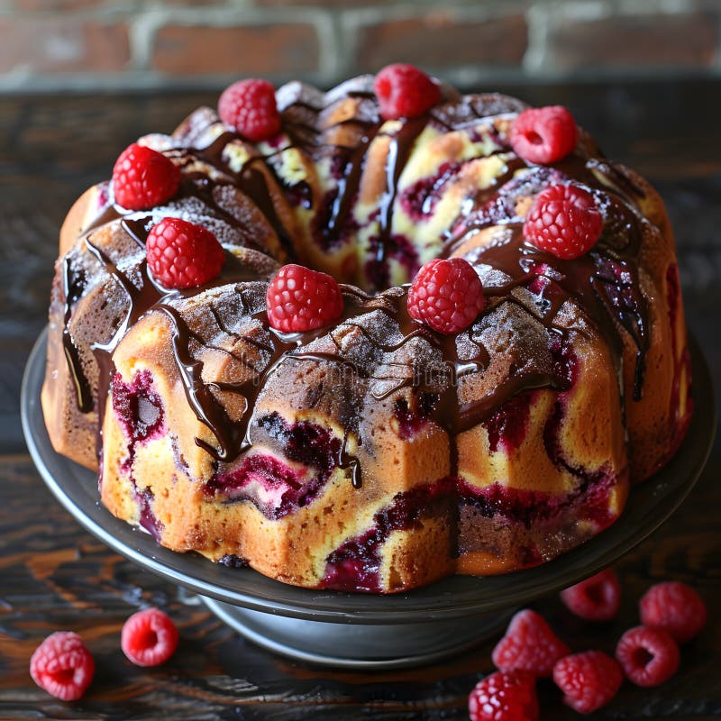 Raspberry Chocolate Swirl Pound Cake Stock Illustration - Illustration ...