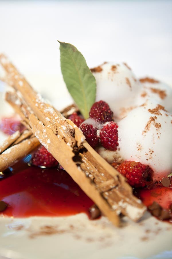 Raspberry and Cinnamon Dessert Stock Photo - Image of delicious ...