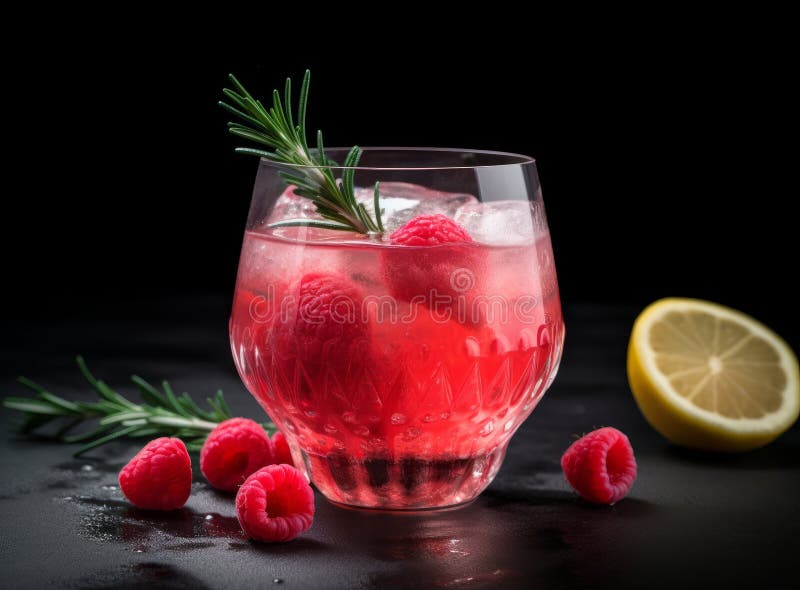 Raspberry Cocktail. Illustration AI Generative Stock Image - Image of ...