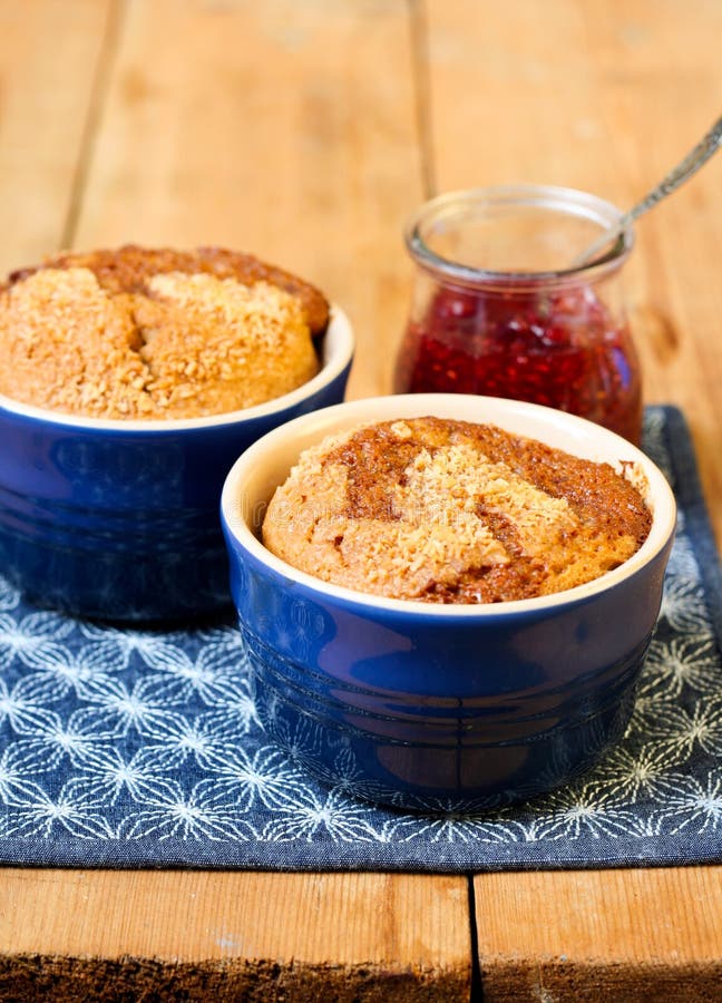 Raspberry and Coconut Pudding with Jam Stock Photo - Image of dessert ...