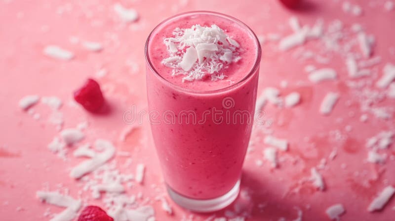 Raspberry Coconut Smoothie Refreshing Pink Delight Stock Illustration ...