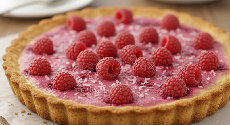 Raspberry Coconut Tart: a Creamy Pink Dessert Stock Illustration ...