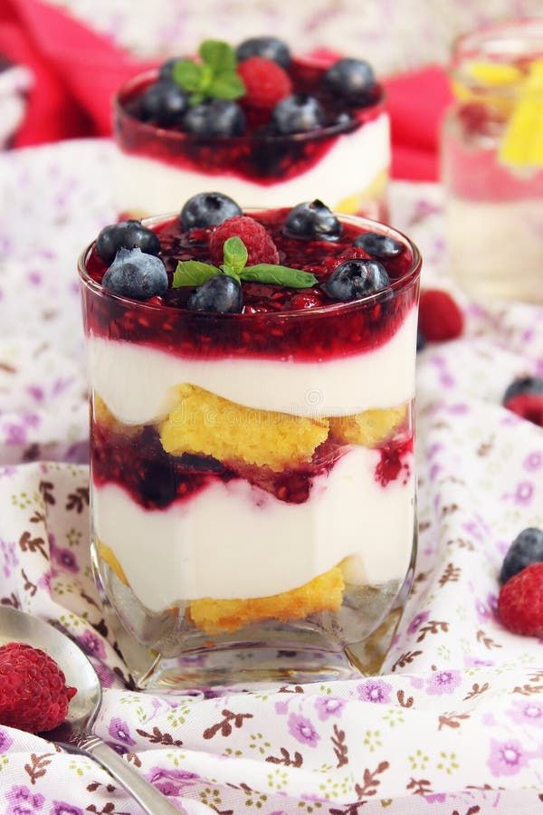 Raspberry and Cream Cheese Dessert in a Glass Stock Photo - Image of ...