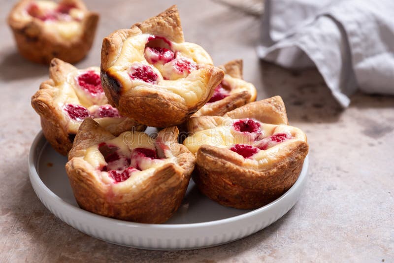 Raspberry Cream Cheese Puff Pastry Pies Stock Image - Image of baked ...