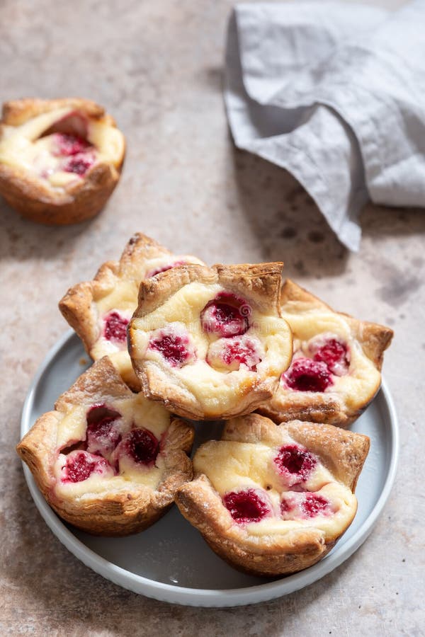 Raspberry Cream Cheese Puff Pastry Pies Stock Image - Image of baked ...