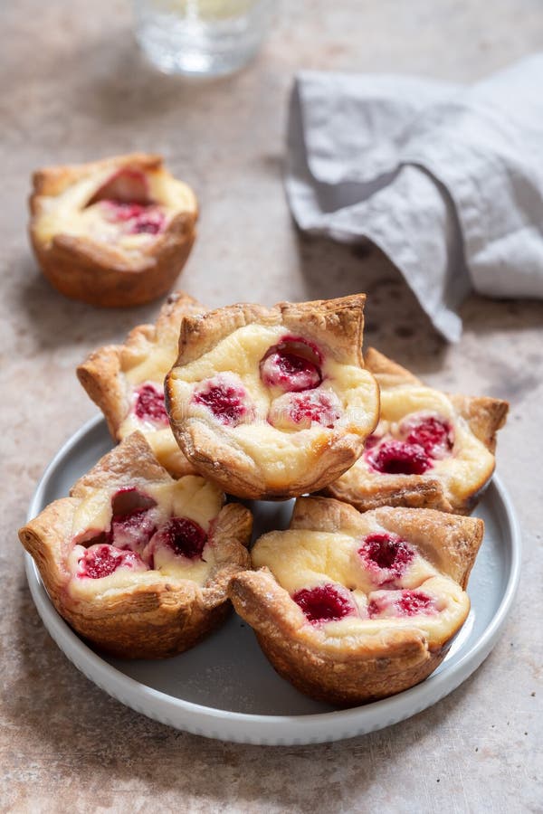 Raspberry Cream Cheese Puff Pastry Pies Stock Image - Image of cream ...