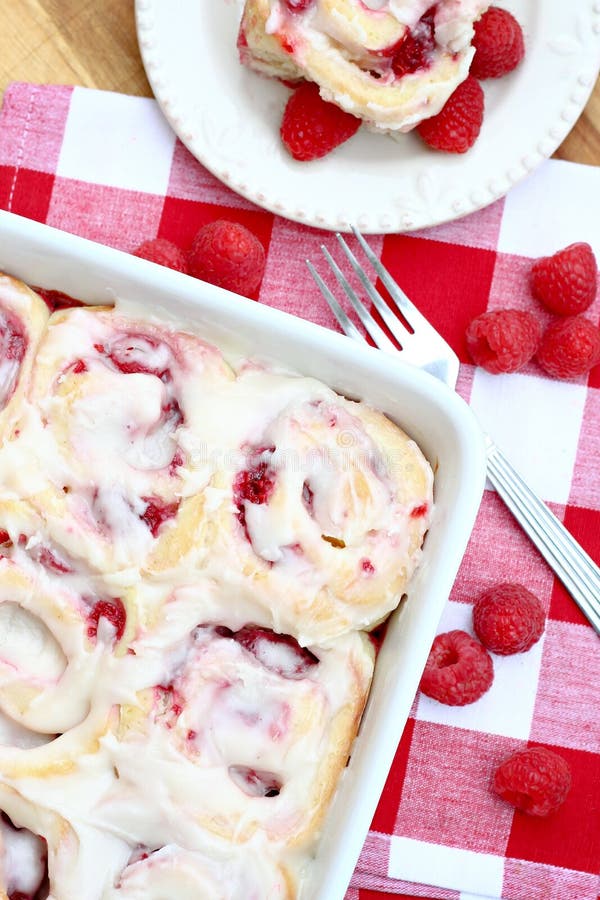 Raspberry Cream Cheese Sweet Rolls Stock Image - Image of sweet ...