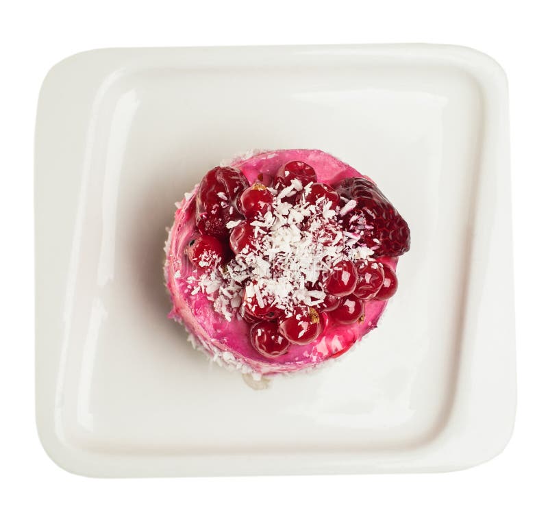 Raspberry Cream Mousse Cake with Red Berries Stock Image - Image of ...