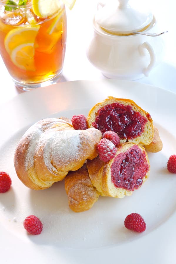 Raspberry croissant stock photo. Image of french, breakfast - 11834760