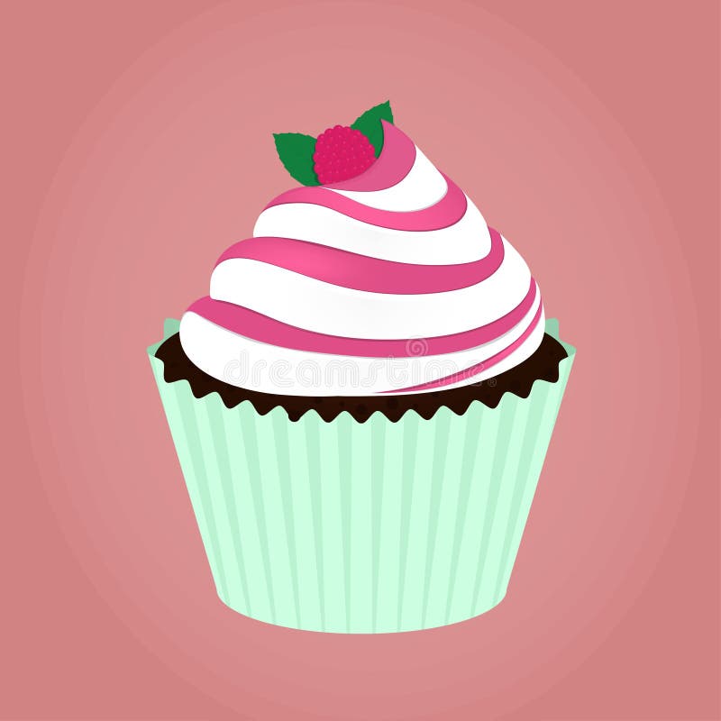 Raspberry cupcake stock vector. Illustration of dessert - 75010329