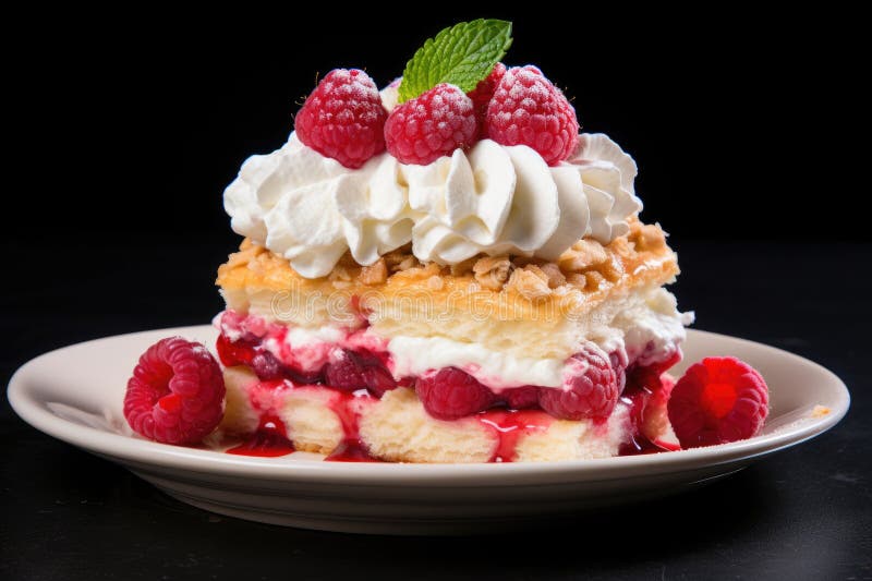 Raspberry Delight Cake on Elegant Plate Stock Illustration ...