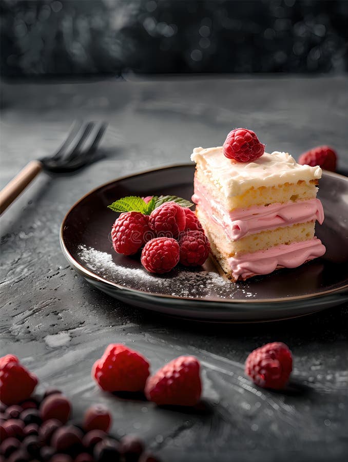 Raspberry Delight: a Slice of Heavenly Cake Stock Illustration ...