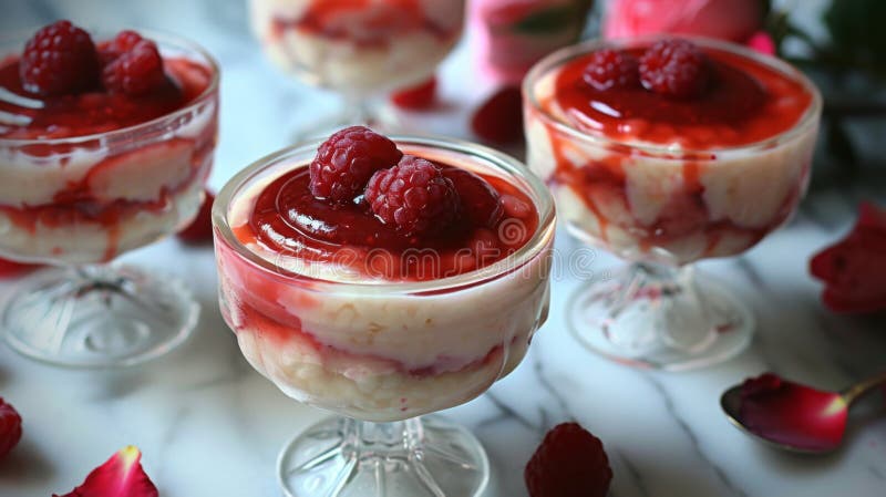 Raspberry Delight: Vibrant Fresh Raspberry Parfait Dessert in Glass ...