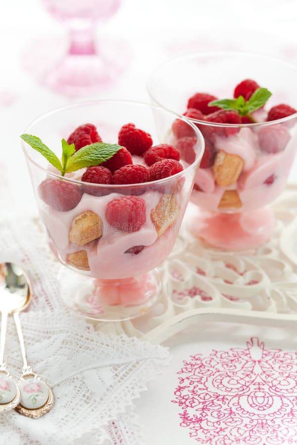 Raspberry dessert stock image. Image of dessert, custard - 194569541