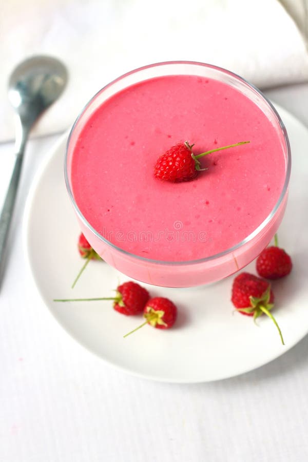 Raspberry Dessert with Cream Cheese Stock Photo - Image of diet, mousse ...