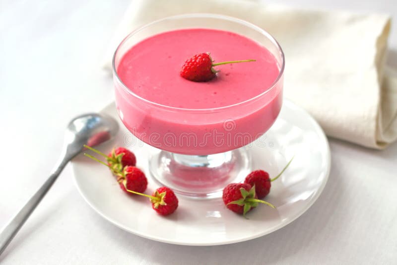 Raspberry Dessert with Cream Cheese Stock Image - Image of mousse ...