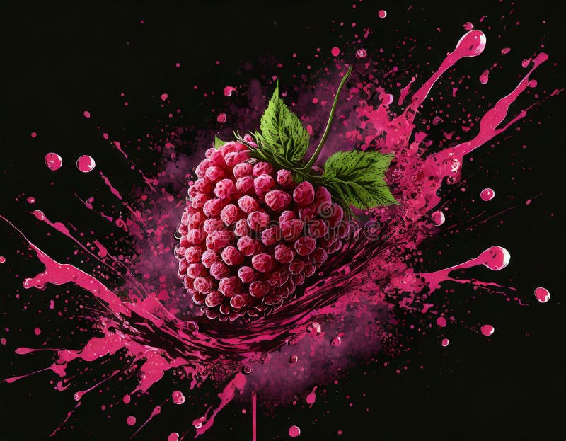Raspberry Digital Concept Illustration Water Spread on Digital Art ...