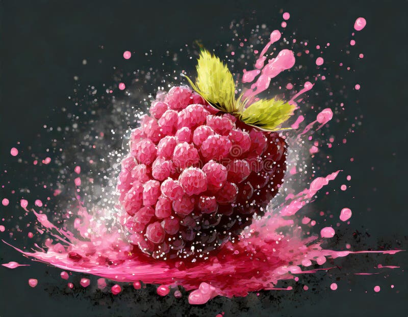 Raspberry Digital Concept Illustration Water Spread on Digital Art ...