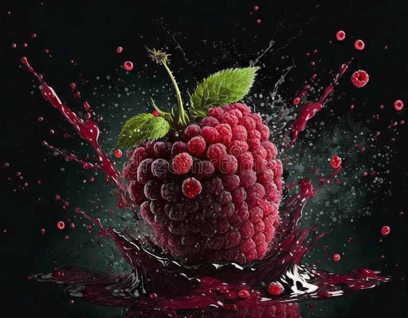Raspberry Digital Concept Illustration Water Spread on Digital Art ...