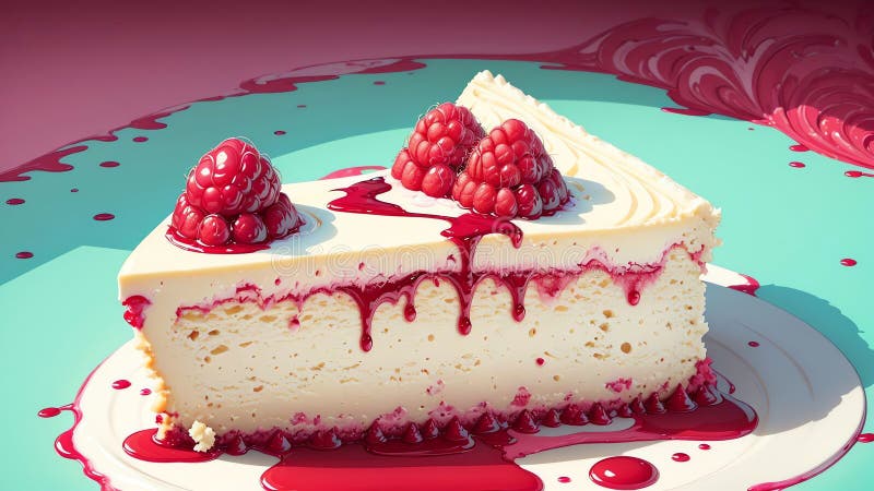 Raspberry Dream Cheesecake Delight.AI Generated Stock Illustration ...