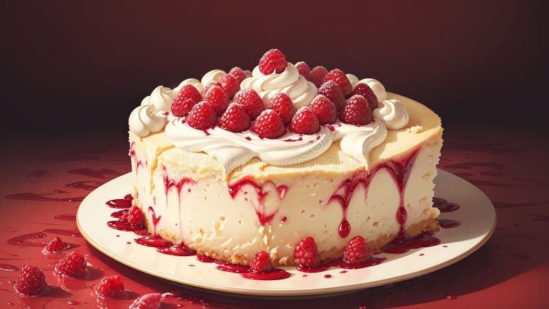 Raspberry Dream Cheesecake Delight.AI Generated Stock Illustration ...