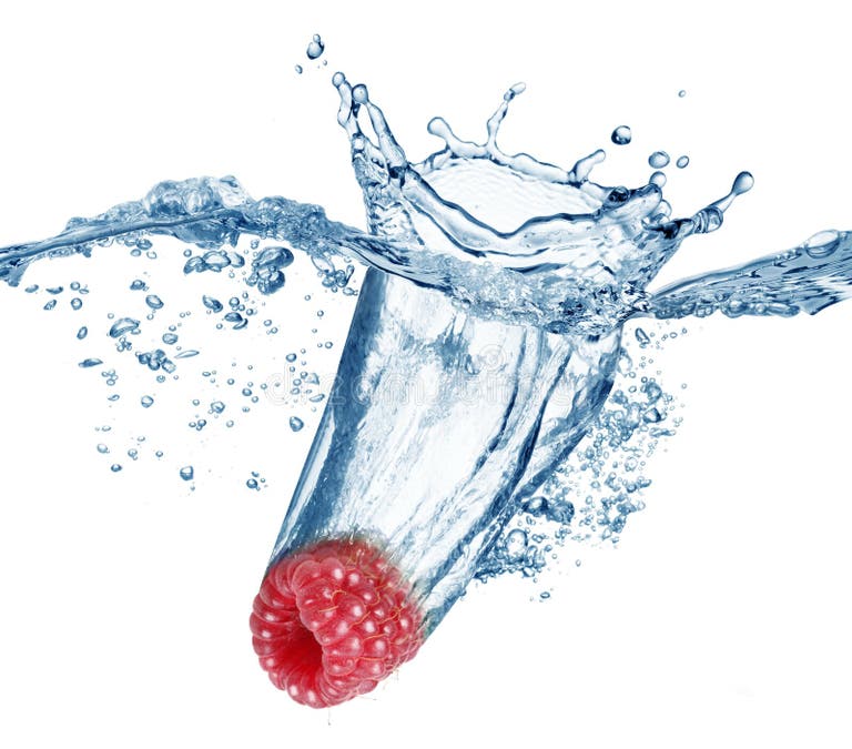 Raspberry Falls Deeply Under Water Stock Photo - Image of healthy ...