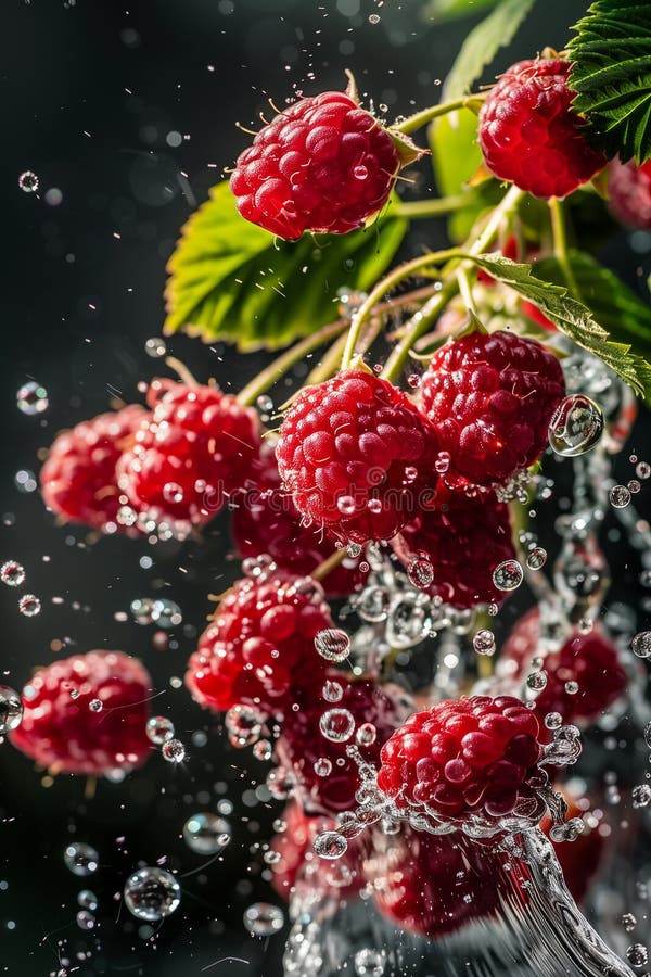 Raspberry Falls in Water. Water Splashes Stock Illustration ...