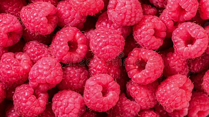 Raspberry. Fresh Organic Berries with Leaves Macro. Fruit Background ...