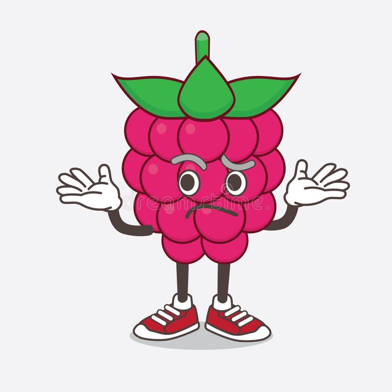 Raspberry Fruit Cartoon Mascot Character in Comical Grinning Expression ...