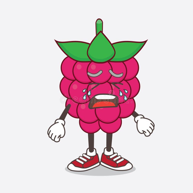 Raspberry Fruit Cartoon Mascot Character with Crying Expression Stock ...