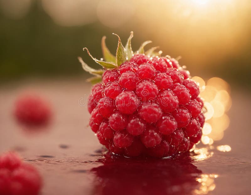 Raspberry, Fruit, Macro, Portrait. Raspberry with Water Drops in ...
