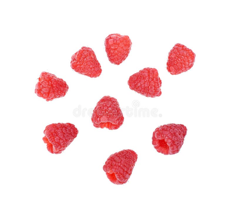 Raspberry Fruit and Lime Top View Isolated on White Background Stock ...