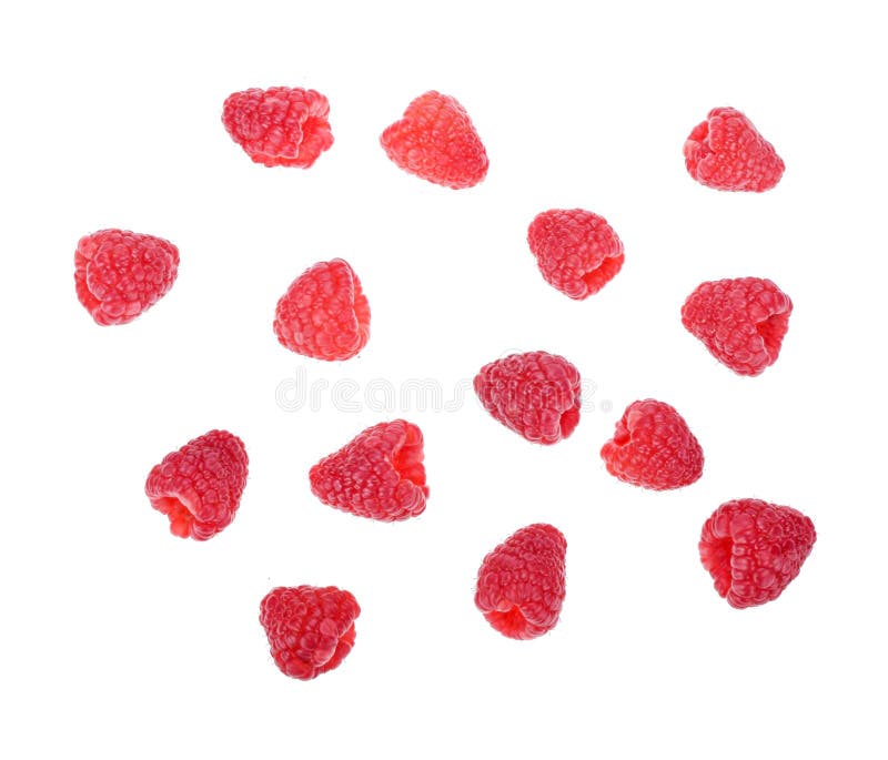Raspberry Fruit and Lime Top View Isolated on White Background Stock ...