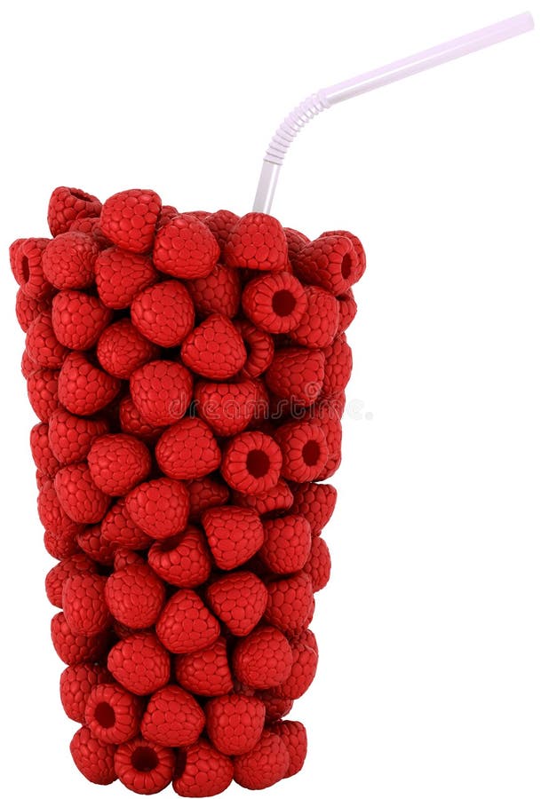 Raspberry Glass Shape with Straw Stock Illustration - Illustration of ...