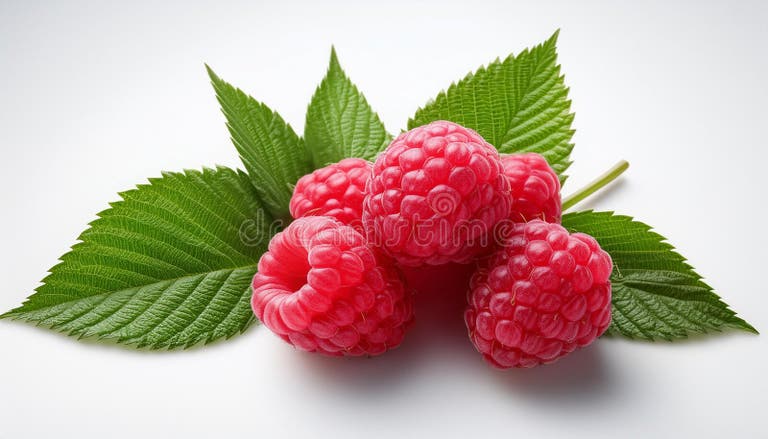 Raspberry on green leaf stock illustration. Illustration of raspberry ...