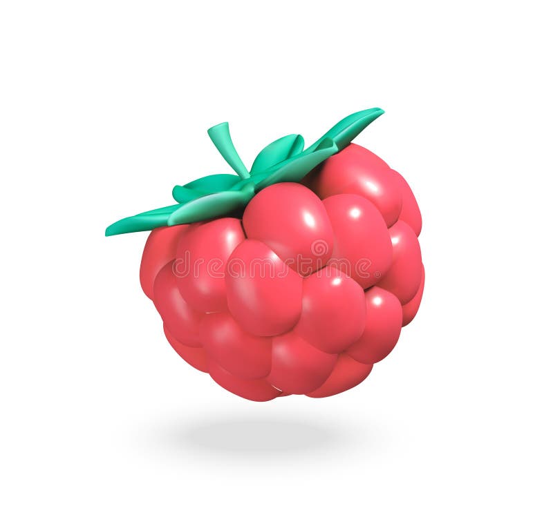 Raspberry with Green Leaves Vector 3d Icon Stock Vector - Illustration ...