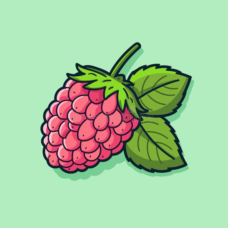 Raspberry. Raspberry Hand-drawn Comic Illustration. Vector Doodle Style ...