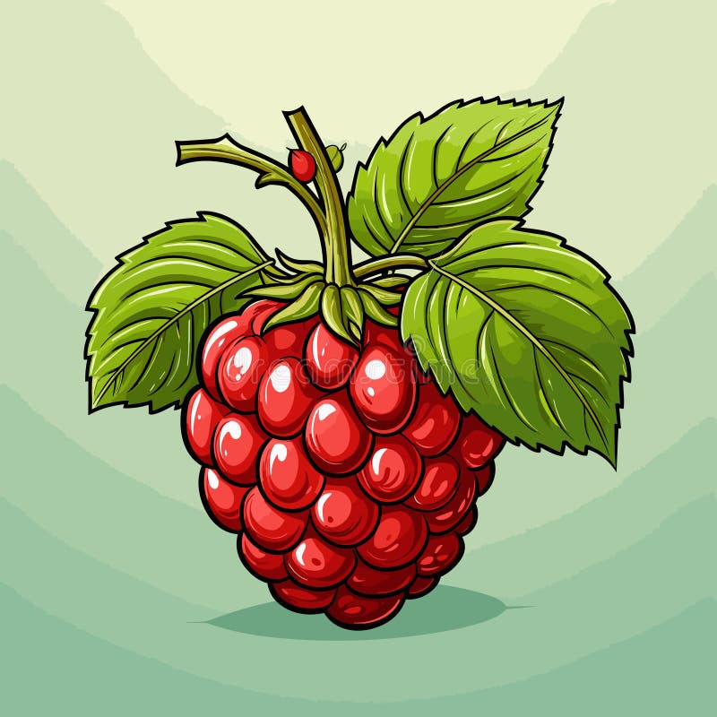 Raspberry. Raspberry Hand-drawn Comic Illustration. Vector Doodle Style ...