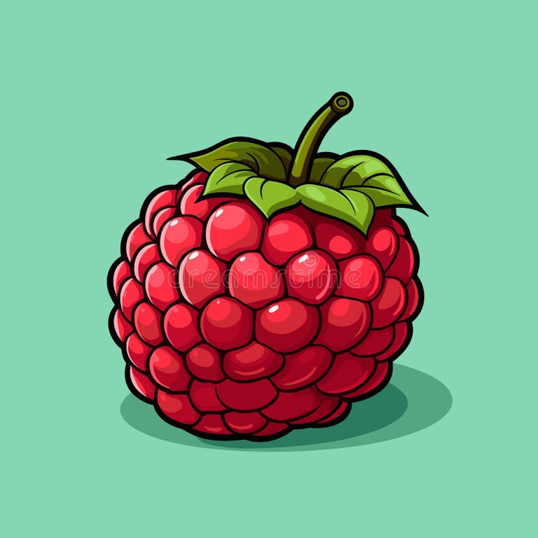 Raspberry. Raspberry Hand-drawn Comic Illustration. Vector Doodle Style ...