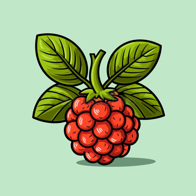 Raspberry. Raspberry Hand-drawn Comic Illustration. Vector Doodle Style ...