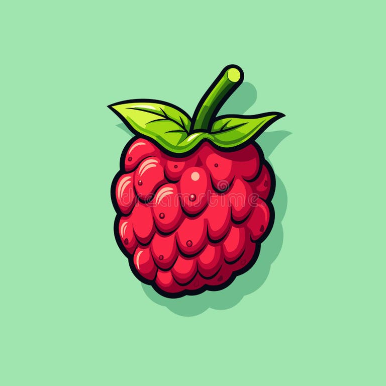 Raspberry. Raspberry Hand-drawn Comic Illustration. Vector Doodle Style ...