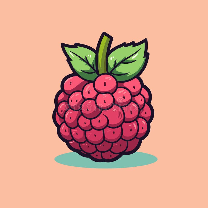 Raspberry. Raspberry Hand-drawn Comic Illustration. Vector Doodle Style ...
