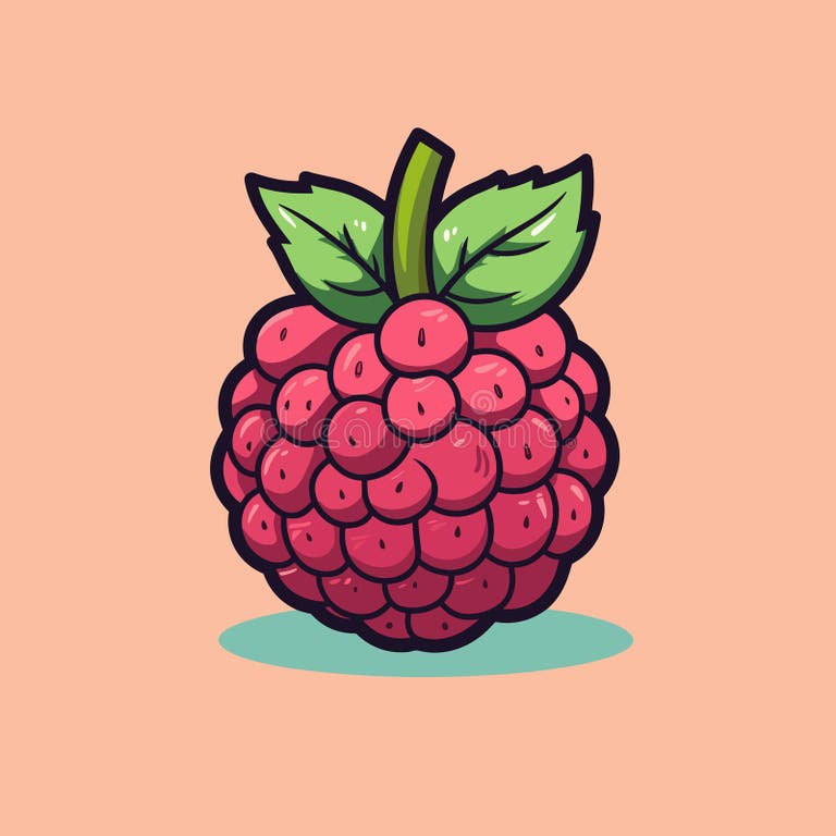 Raspberry. Raspberry Hand-drawn Comic Illustration. Vector Doodle Style ...